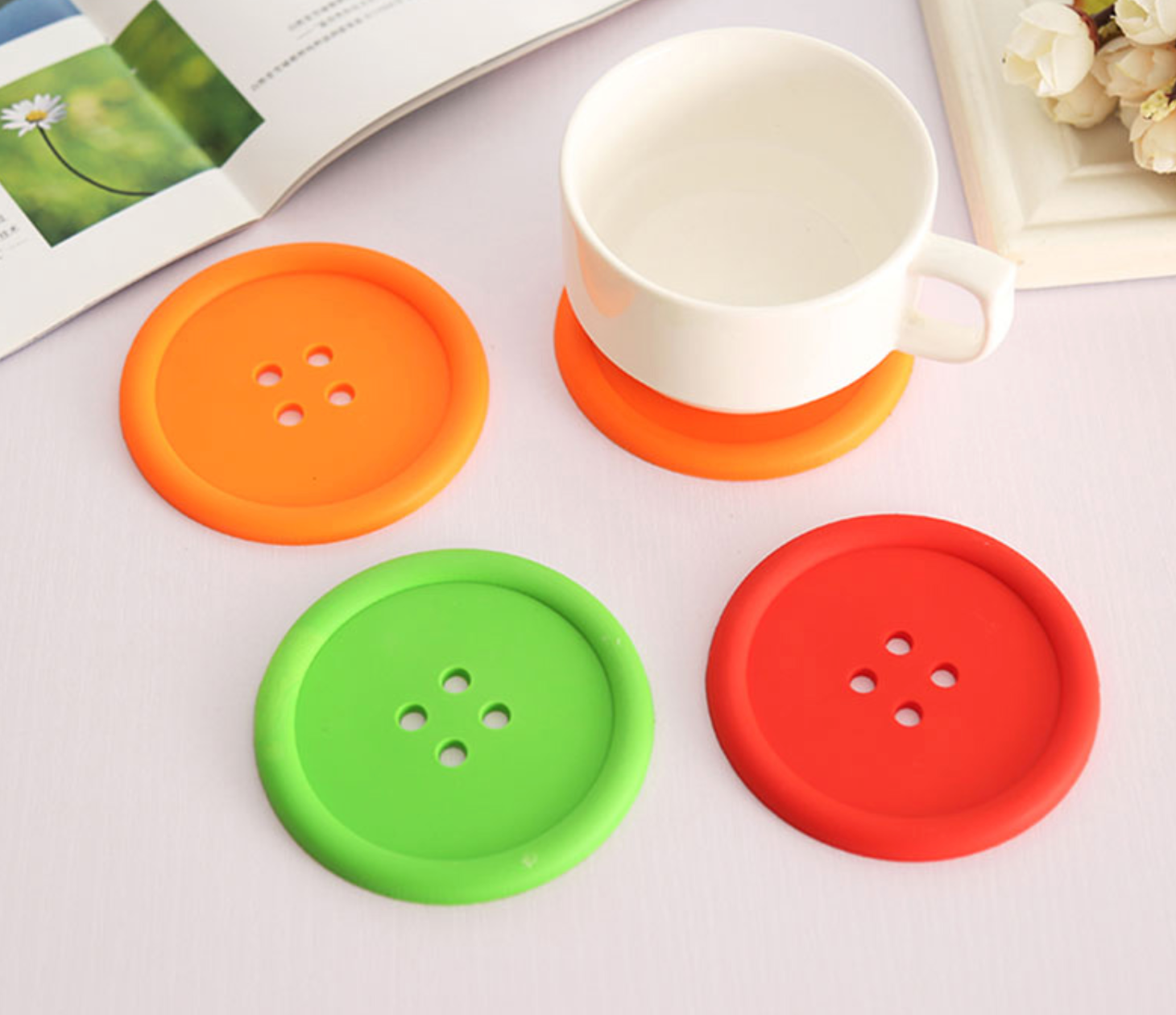 Cute Silicone Button Coasters | Fun Coaster | Milky Panda